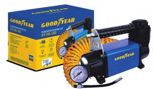 Компрессор GoodYear GY-50L LED 50 л/мин с фонарем питание от АКБ ...