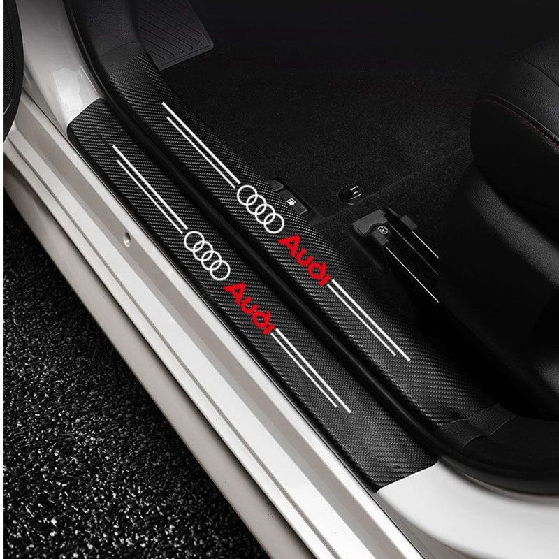 Наклейки на пороги карбоновые Audi, накладки в проем Ауди купить по ...