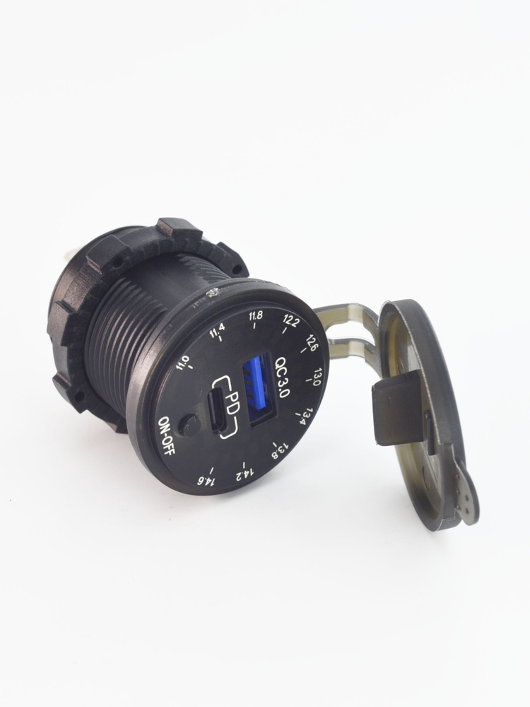 Разъем USB в авто врезной 12V-24V / Type-C+ быстрая зарядка QC3.0 + PD ...