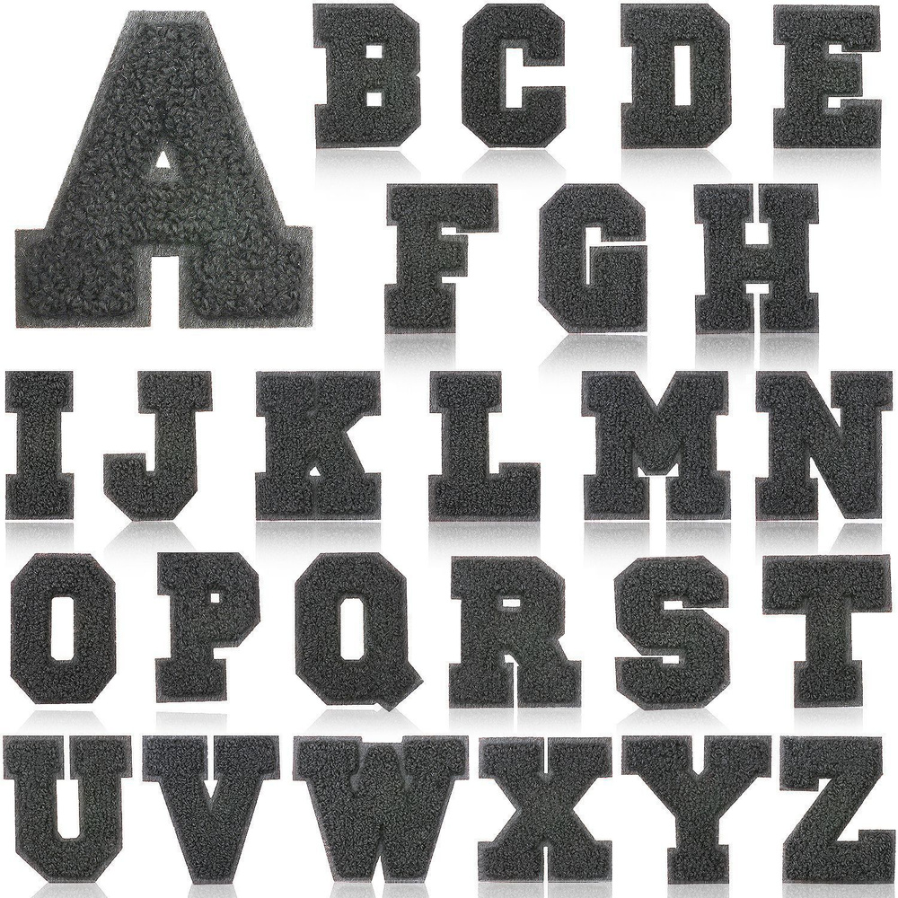 Термонашивки на одежду алфавит черные и черная окантовка - купить с ...