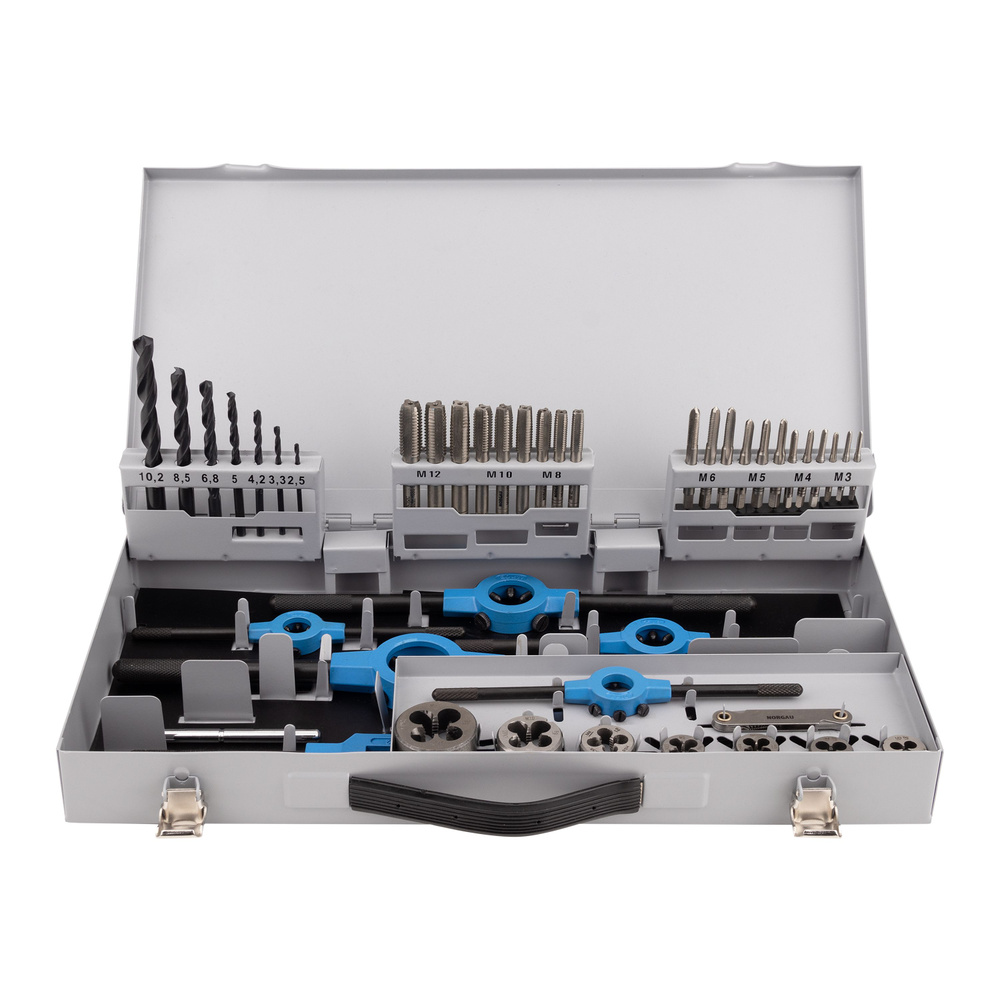 Набор ручных метчиков и плашек М3-М12 NORGAU Industrial со сверлами ...