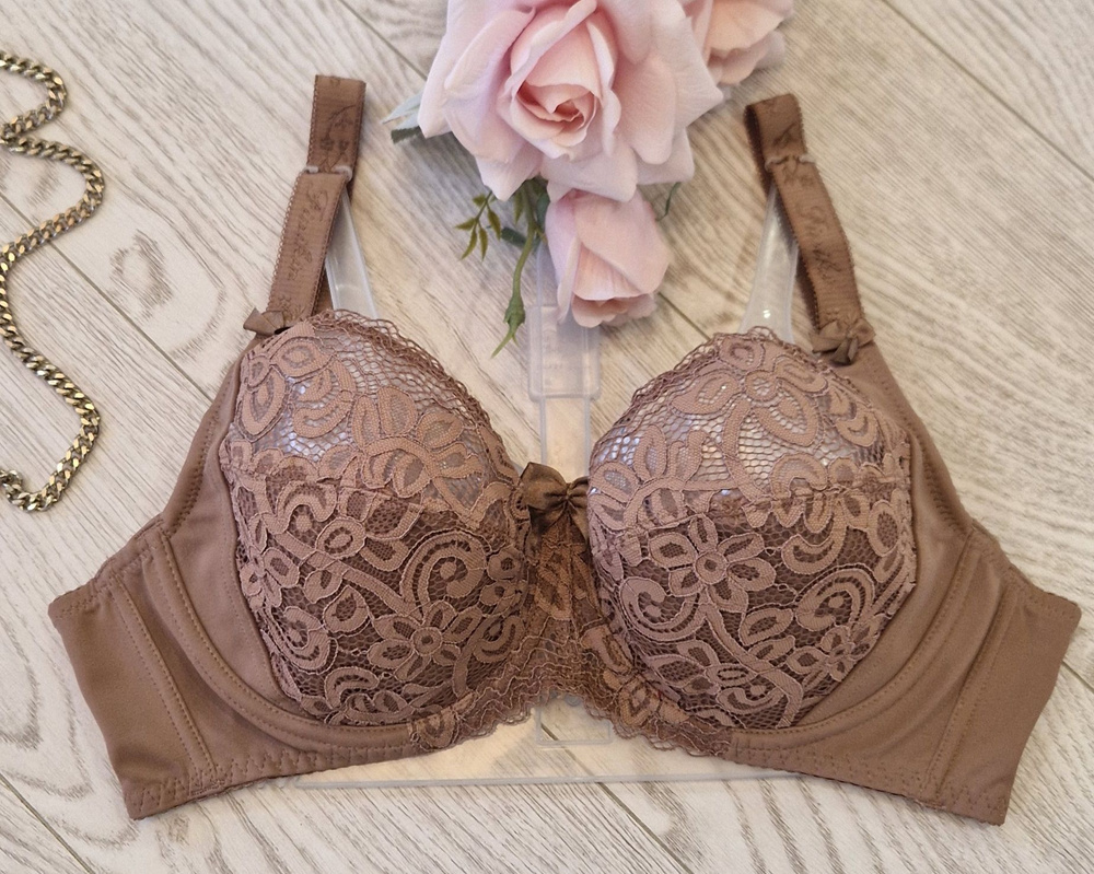 Бюстгальтер Женский Finikin, размер 85G коричневый Вечерний/праздничный Китай Крючки Бант ...