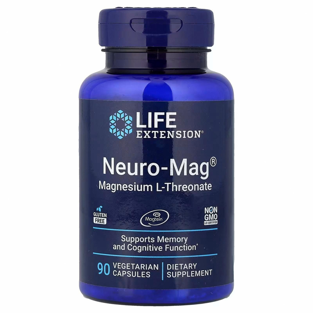 Life Extension Neuro-Mag, 2 бутылки, Нейро-Маг, L-треонат магния,90 ...