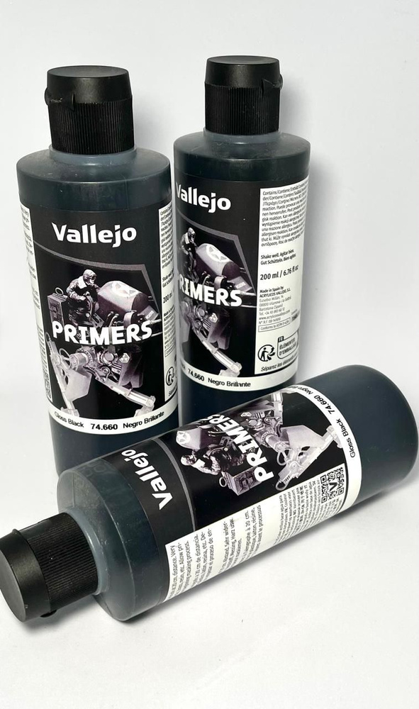 74660 Vallejo Surface Gloss Black Primer Глянцевый чёрный грунт 200 мл. купить на OZON по низкой ...