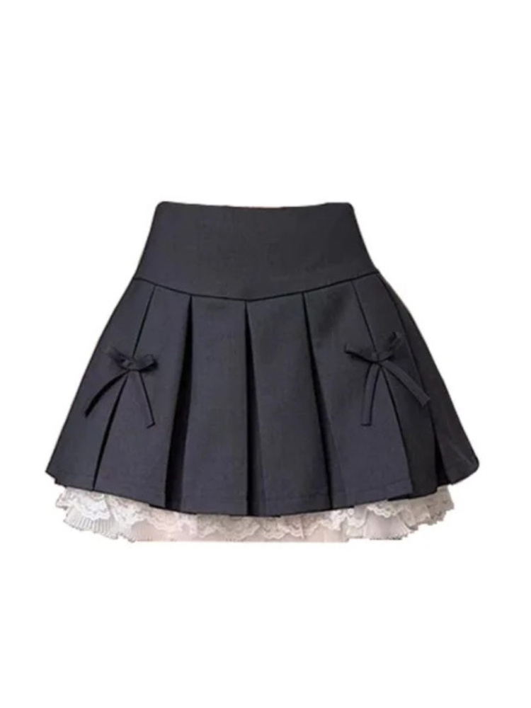 Юбка Женский SYJYW черный Полиэфирный шелк в складку, размер 42 Другое Мини Рюши Однотонный Лето ...