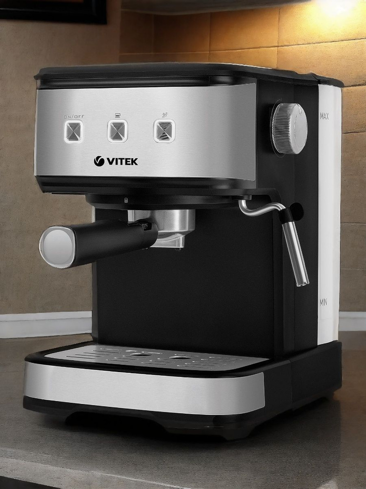 Кофеварка рожковая Midnight VITEK VT-8471, мощность 850 вт, итальянская помпа, давление 15 бар ...