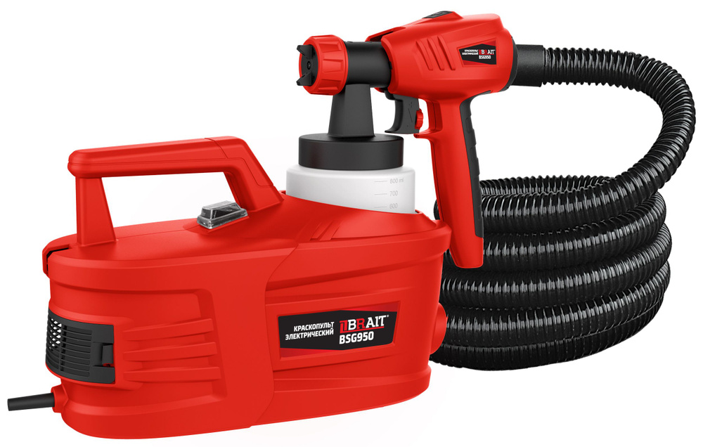 Электрический краскопульт BRAIT Краскопульт электрический BSG-950 (950Вт,бачок 800мл ...