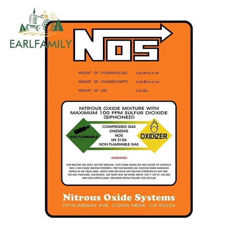 EARLFAMILY Nitrous Oxide Systems OXIDIZER NOS автомобильная наклейка ...