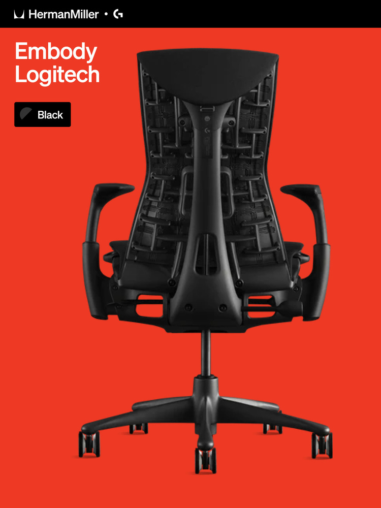 Кресло Herman Miller Embody Logitech Gaming, цвет Black купить на OZON ...