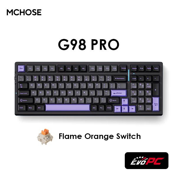 MCHOSE Игровая клавиатура беспроводная G98 PRO, (Flame Orange Switch), Английская раскладка ...