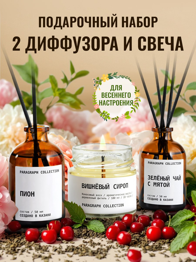 Ароматический диффузор Paragraph Collection, Жидкий, Пион, Зеленый чай, 50 мл купить c доставкой ...