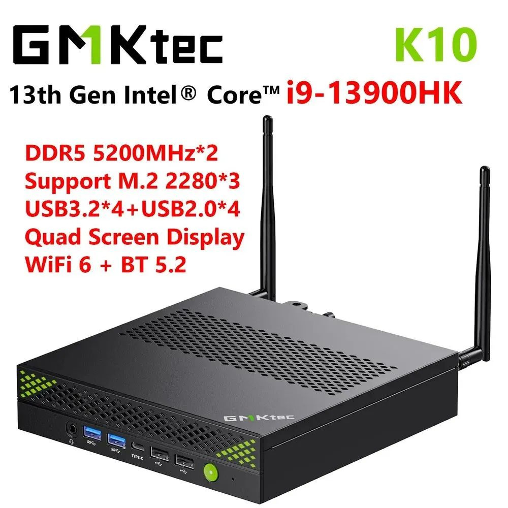 GMK Мини-ПК (Intel Core i9-13900HK, RAM 64 ГБ, SSD 1000 ГБ, Intel Iris ...