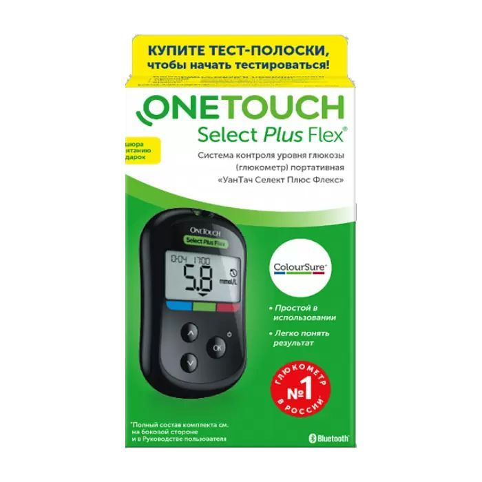 One Touch Select Plus Flex, глюкометр купить на OZON по низкой цене ...