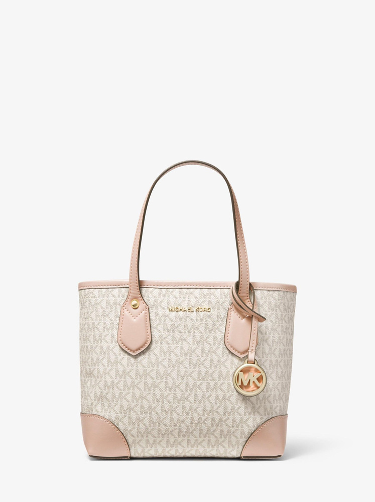 Сумка тоут MICHAEL KORS Eva повседневная, натуральная кожа, канвас ...