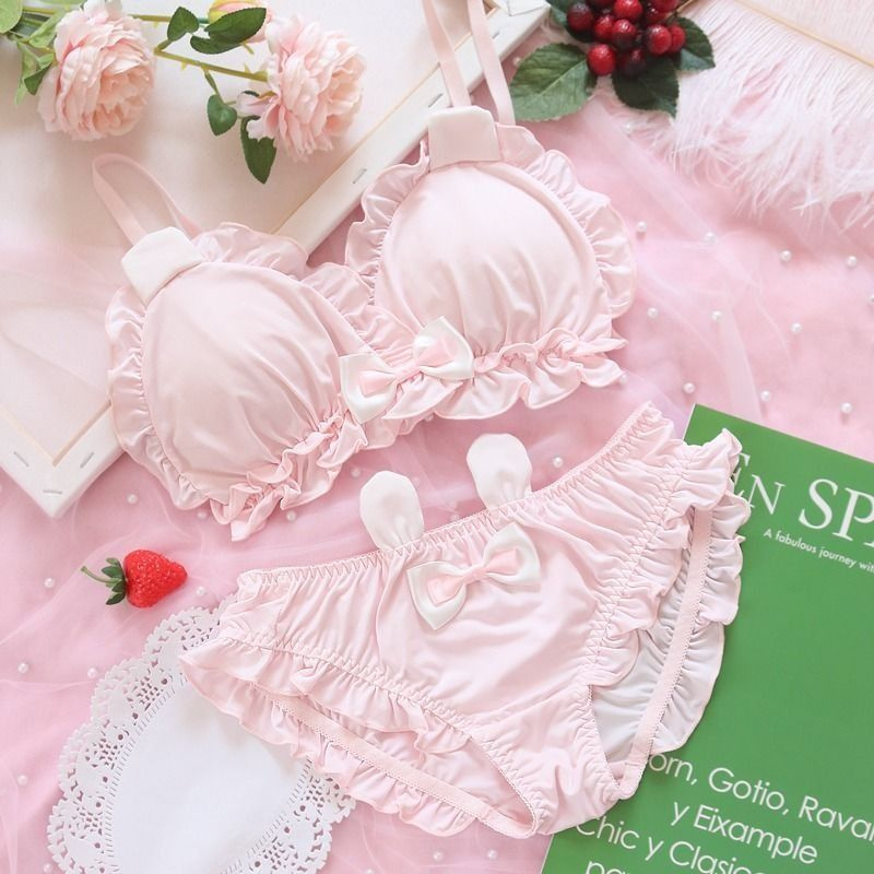 Комплект белья Женский SYJWY розовый Пряжка Полиэфирное волокно Бахрома, Капюшон, размер 70A ...