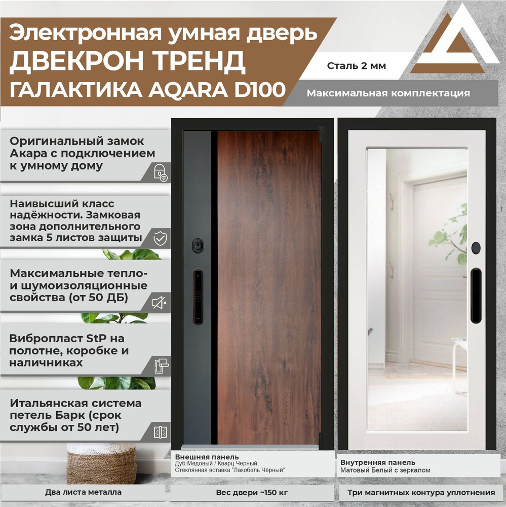 Электронная входная дверь Двекрон Тренд Галактика с умным замком Акара ...