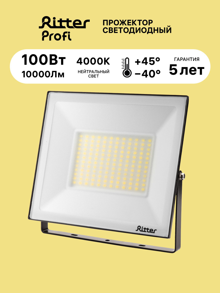 Ritter Прожектор светодиодный уличный 100Вт, нейтральный свет 4000К, IP65, серия PROFI 53419 2 ...