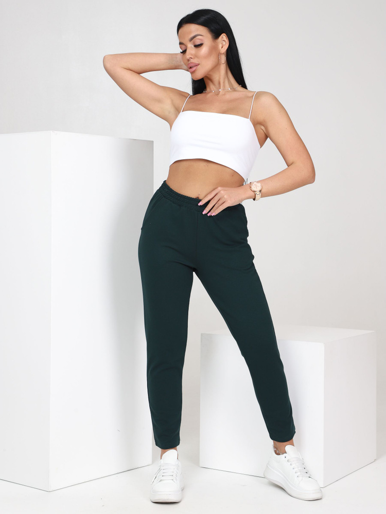 Брюки Женский Iv-Capriz темно-зеленый, зеленый Футер двухнитка, Пенье ...