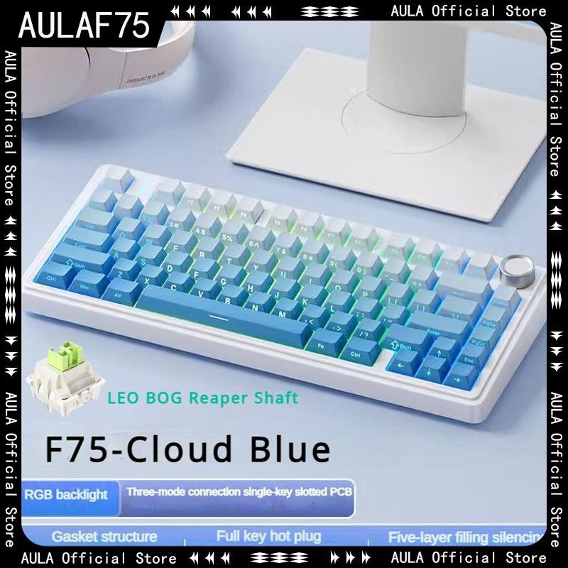 Механическая клавиатура AULA клавиатура AULA Беспроводная AULA f75 RGB, английская раскладка ...