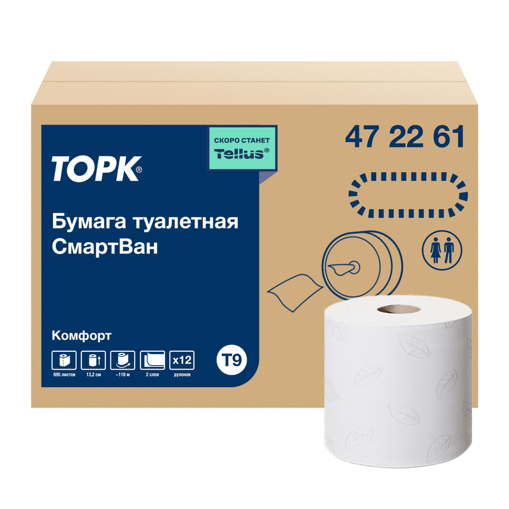 Туалетная бумага Tork SmartOne mini Advanced, в мини-рулоне мягкая ...
