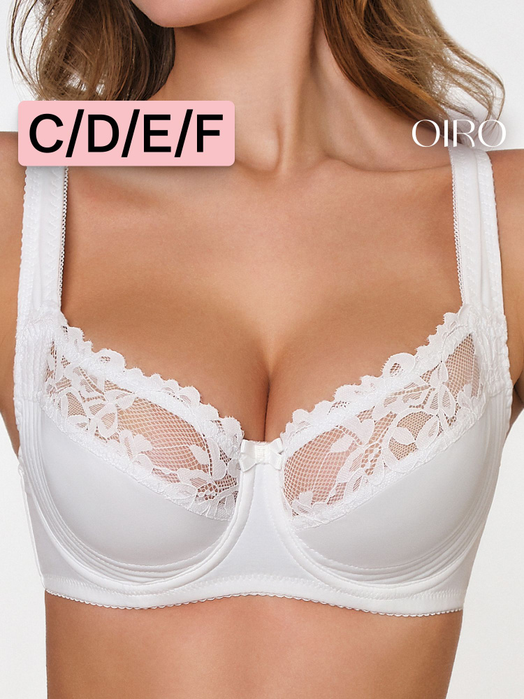 Бюстгальтер Женский OIRO мягкая чашка на каркасе, на косточках, размер 100E белый Нейлон ...