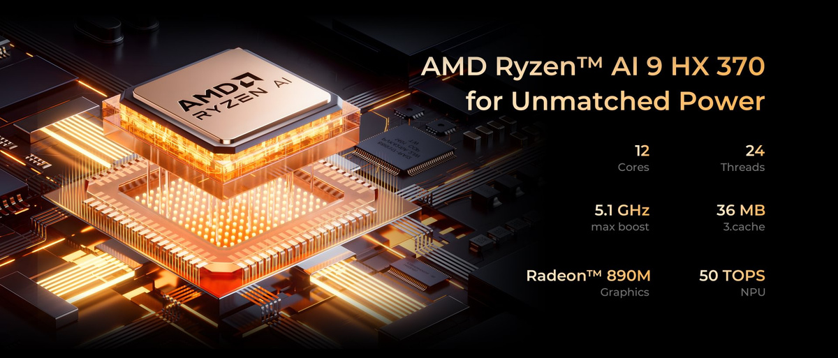 GMKtec Мини-ПК EVO-X1 (AMD Ryzen AI 9 HX 370, RAM 32 ГБ, SSD 1024 ГБ, AMD Radeon 890M, Windows ...