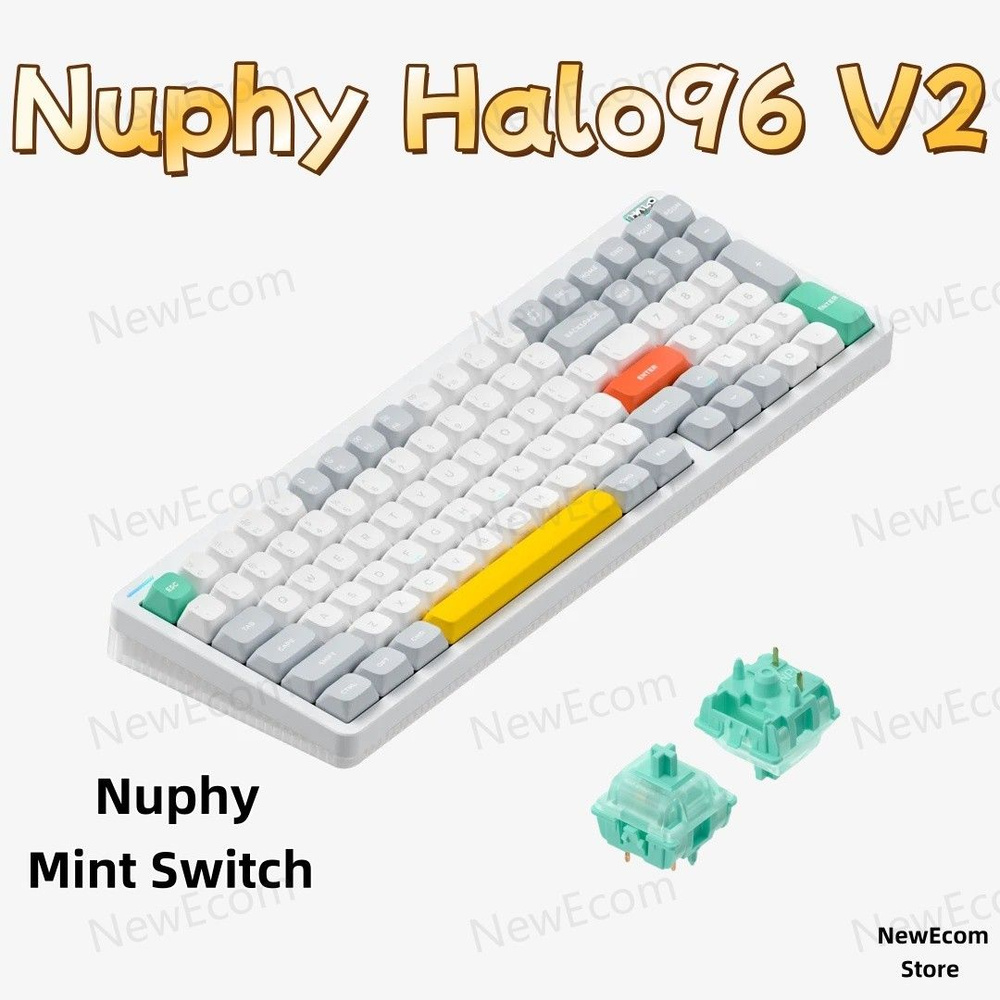 NuPhy Клавиатура беспроводная Halo96 V2 Mint Switch, (Nuphy Mint), Английская раскладка, белый ...