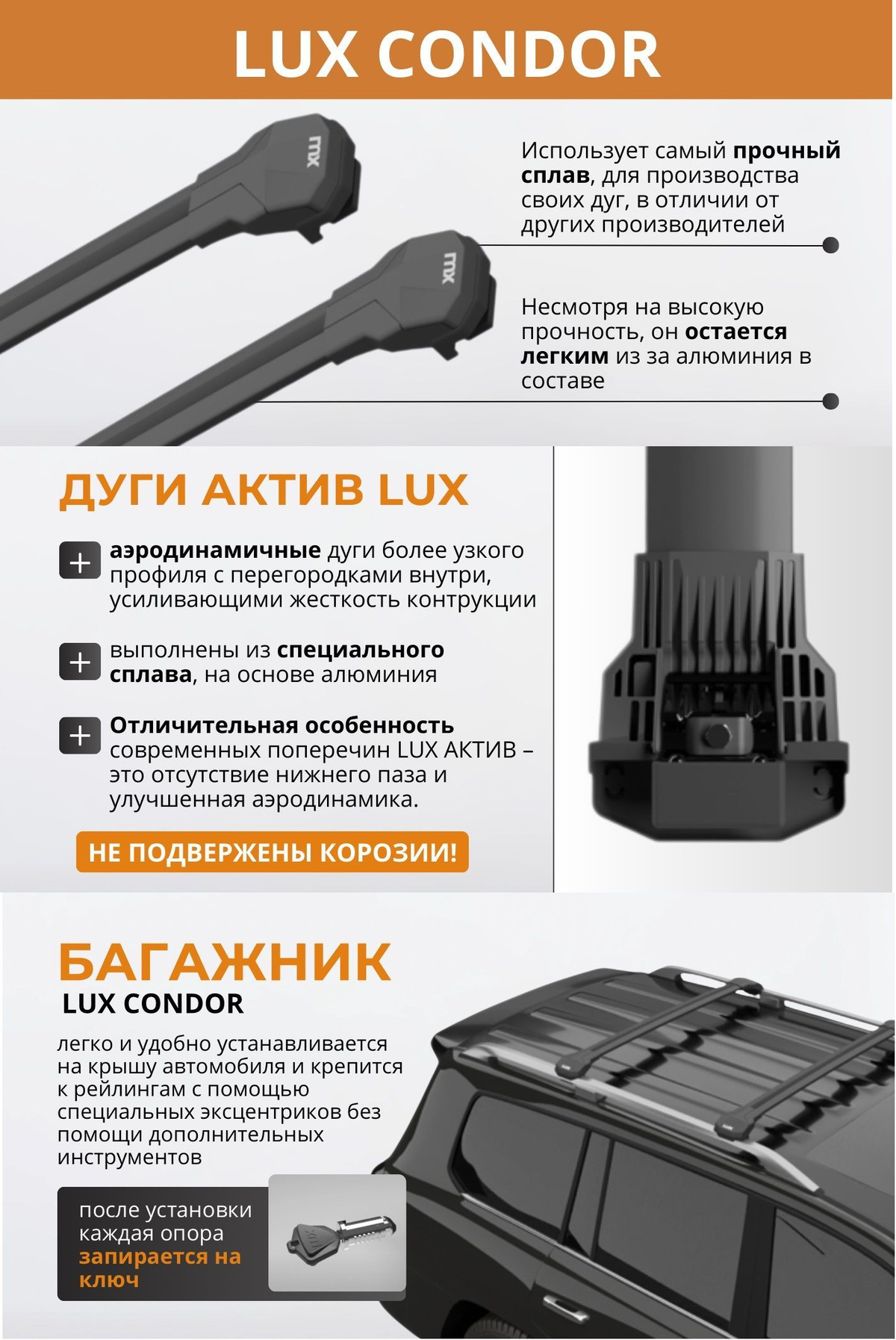 Багажник на крышу LUX CONDOR для Jetour T2 (Джетур Т2) 2023-, черный ...