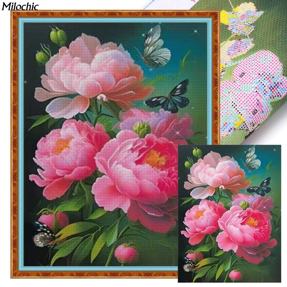 Набор для вышивания крестиком цветочной серии, полная вышивка, шелковая ...