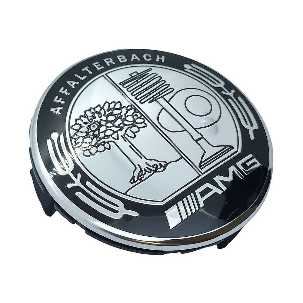 Колпак ступицы колеса AMG (Герб, хром на черном, 75мм) MERCEDES ...