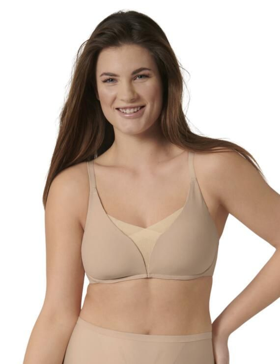 Бюстгальтер Женский TRIUMPH без косточек, размер 70D, 70E бежевый лайт Эластан, Полиамид ...