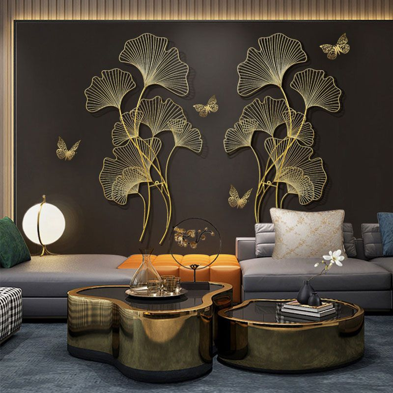 Декор на стену в спальню Листья 100 72 5cm панно из металла интерьерное украшение декор для