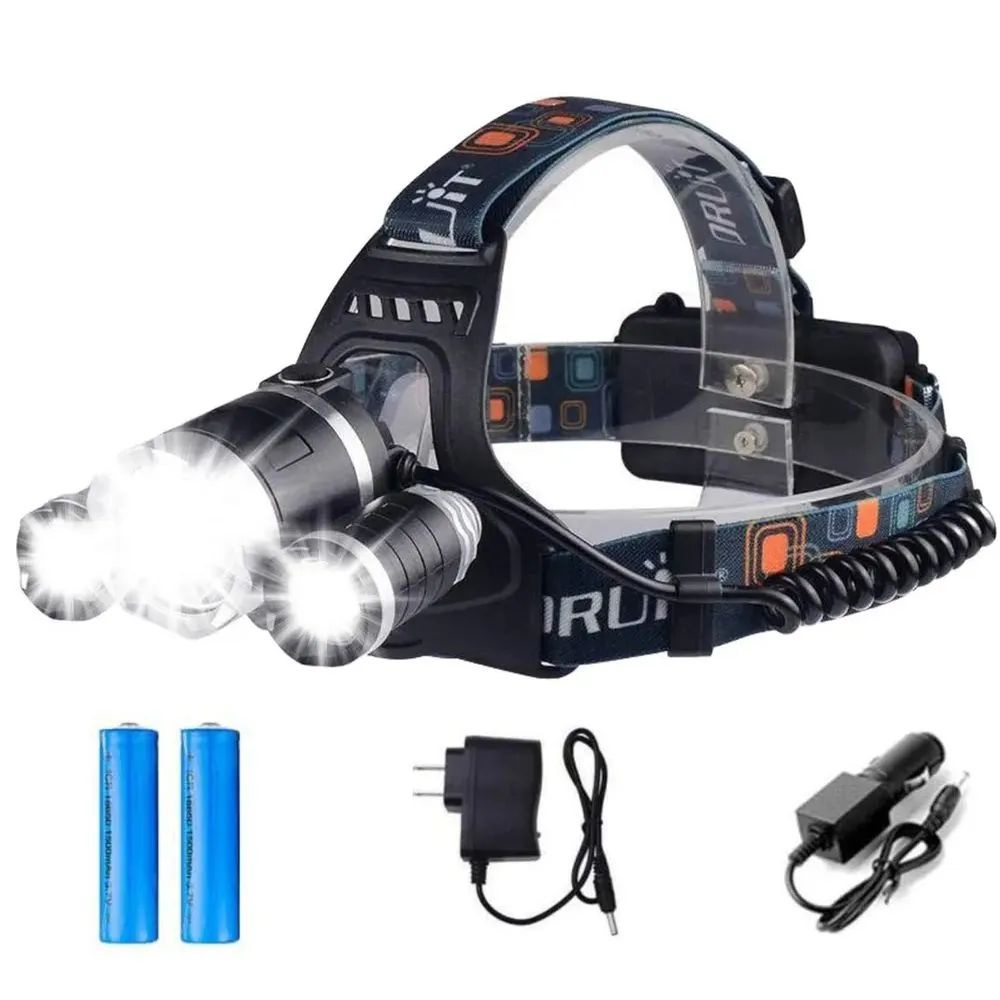 Фонарь налобный аккумуляторный, SimpleShop, светодиодный с регулировкой угла свечения, мощный, 4 ...