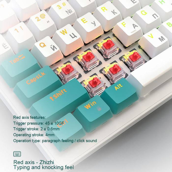 Free Wolf Клавиатура проводная K3 Shimmer, (Jixian Red), Русская раскладка, черный, оранжевый ...