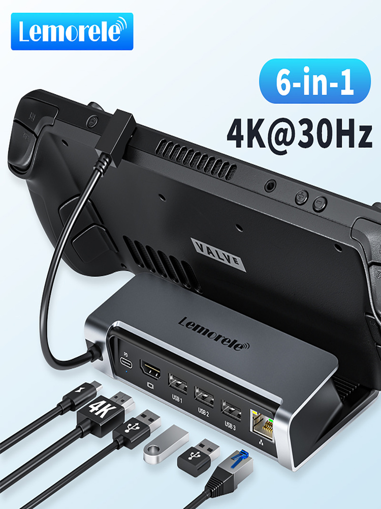 Док станция Steam Deck, Teak Deck OLED,USB C Подставка для зарядки 6 в 1, черная купить c ...