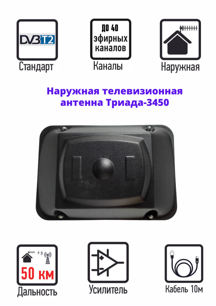 Наружная телевизионная антенна "Триада-ANT-3450", направленная активная ...