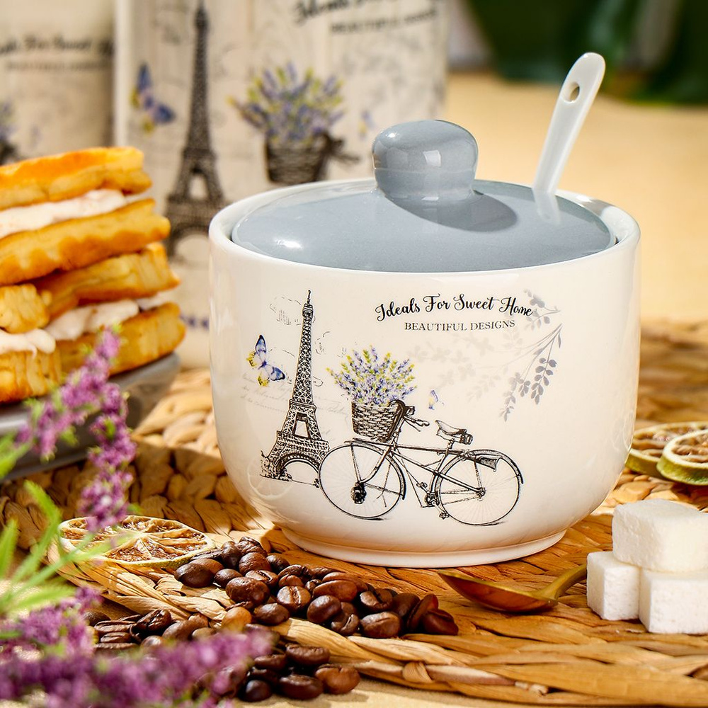 Daniks Сахарница с ложкой и крышкой доломит, 500 мл купить на OZON по низкой цене в Беларуси ...