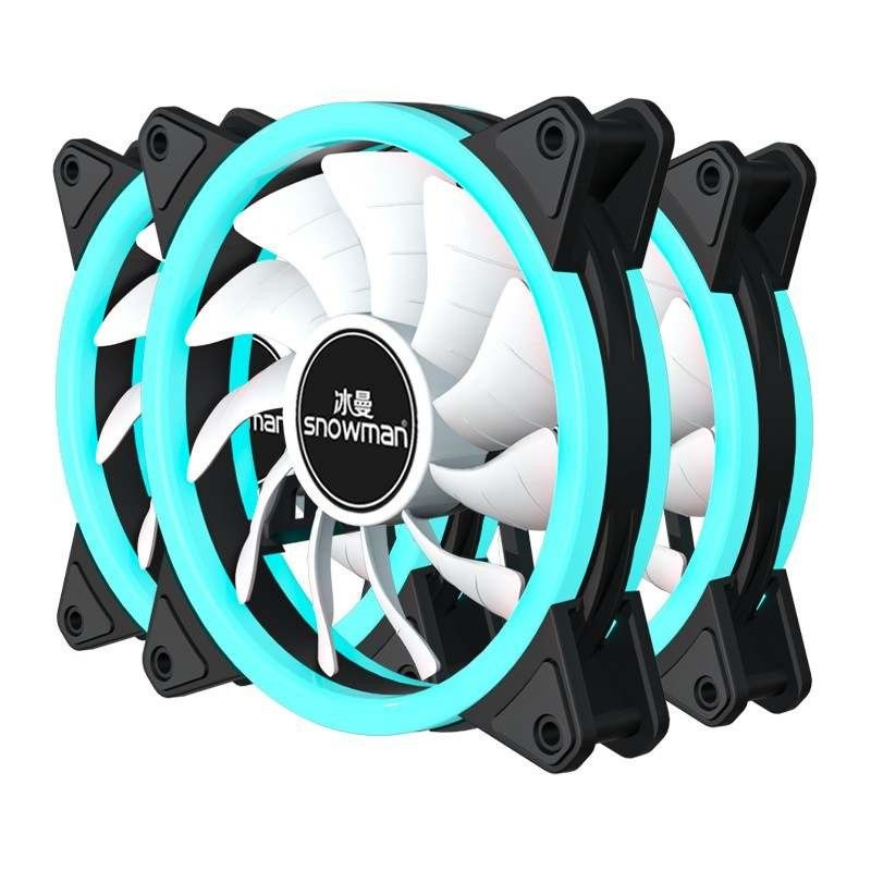 3шт вентилятор для компьютера SNOWMAN 120 мм, Голубая подсветка ...