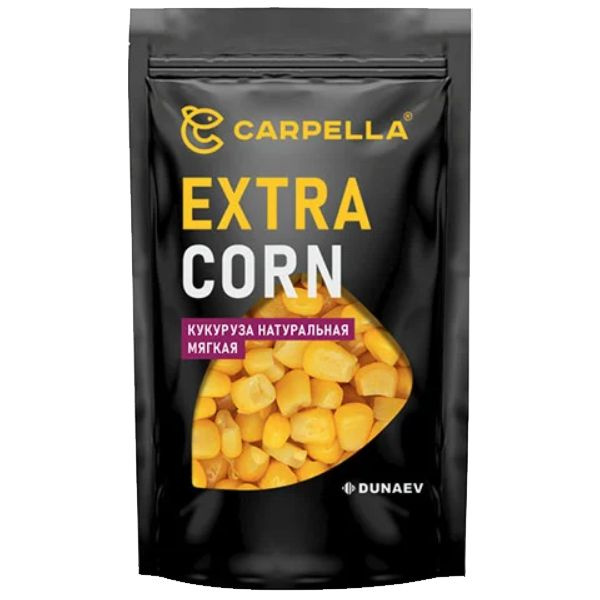 Кукуруза для рыбалки Carpella EXTRA CORN жёлтая КЛУБНИКА 100 гр / Рыболовные насадки на карпа ...