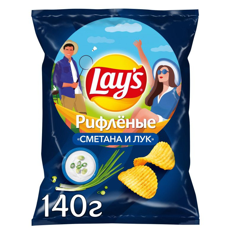 Чипсы картофельные Lay's со вкусом сметаны и лука, 140г - купить с ...