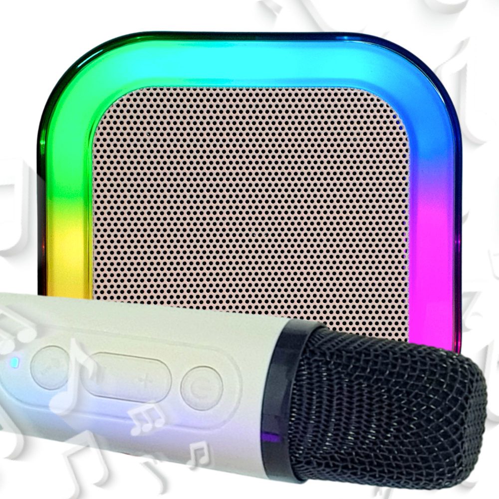 Караоке система детская Bluetooth с RGB подсветкой, белая - купить с ...