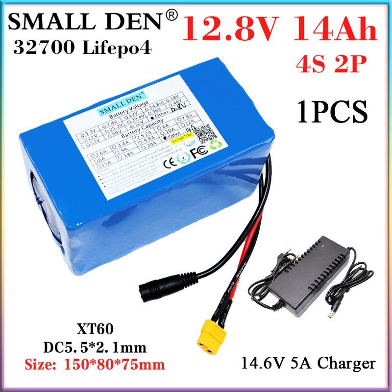 12V 14Ah Lifepo4 Аккумулятор (32700 4S2P) Тот же порт 40A BMS, Для ...