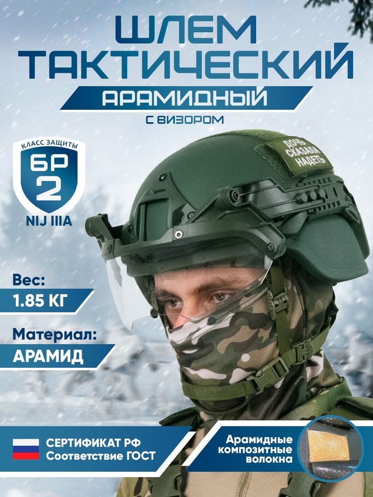 Шлем военный тактический с ушами и визором Арамид - купить с доставкой ...