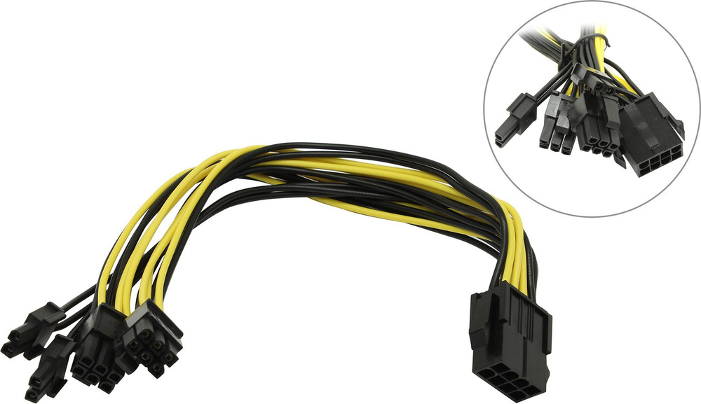 Переходник питания для видеокарт 8-pin EPS12V, 6-pin, 15 см - купить с ...