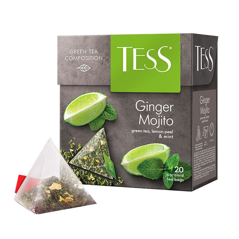 Чай Tess Ginger Mojito зеленый пирамидки 20шт купить с доставкой по
