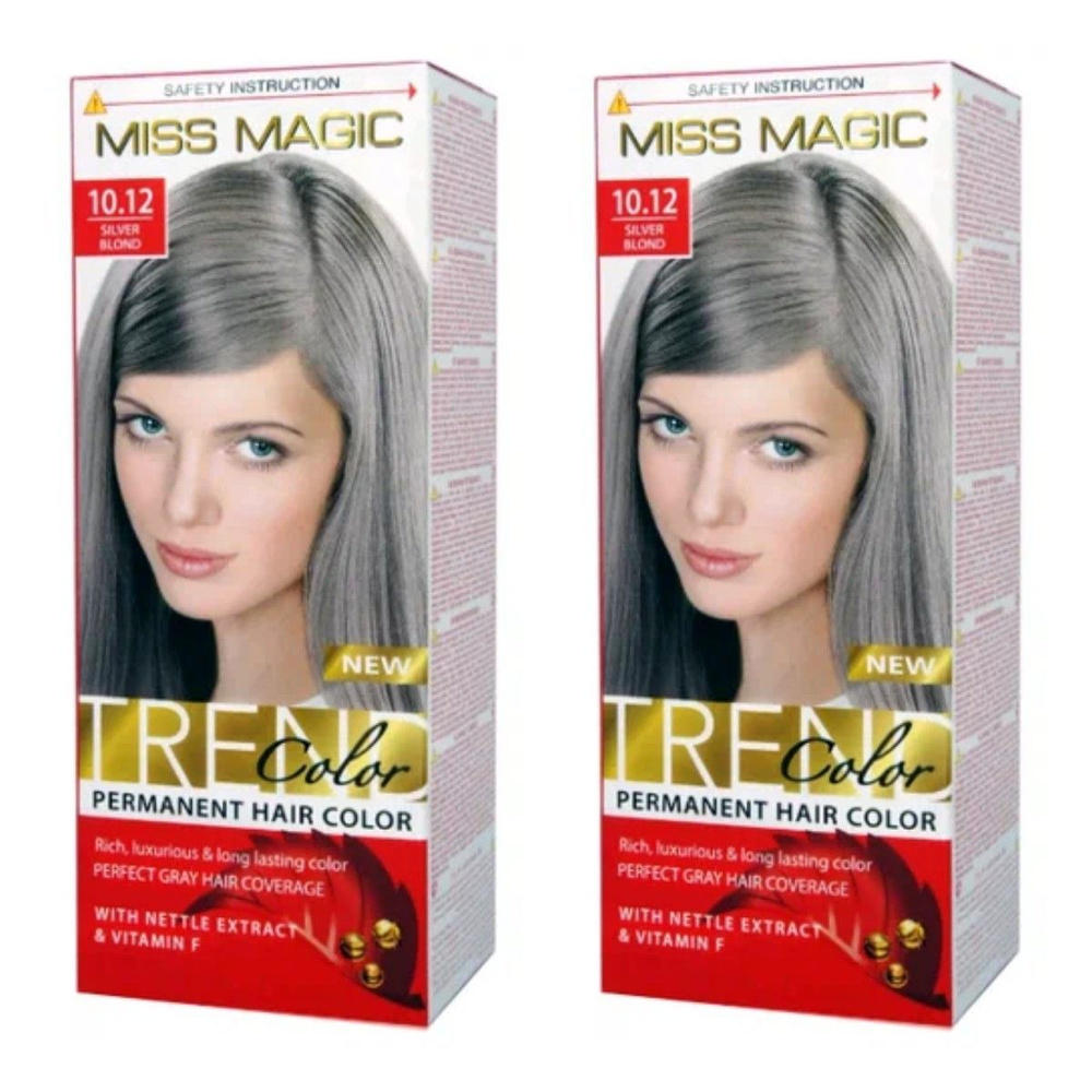 MISS MAGIC Краска для волос Trend Color, тон 10.12 Серебряный, 90 мл, 2 ...