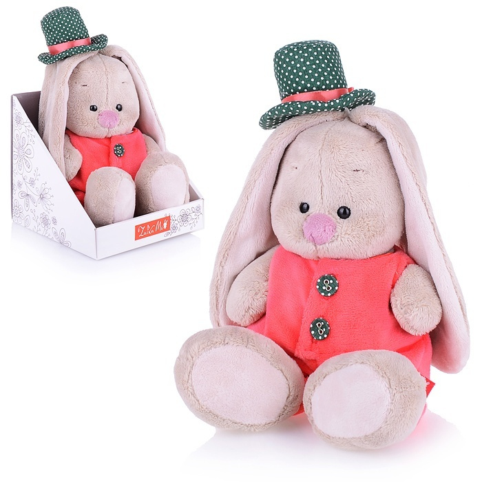 Мягкая игрушка Зайка Ми в красном меховом комбинезоне (малыш) (SidX-349 ...