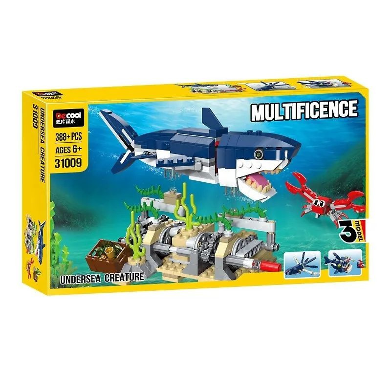 Конструктор Decool - Морские жители (3 в 1) (акула, спрут, рыба-удильщик) / Развивающий набор ...