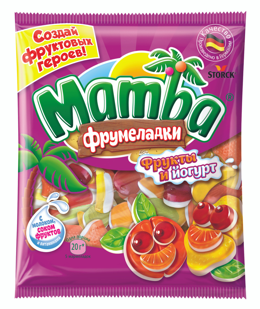 Mamba Фрумеладки Фрукты и Йогурт, мармелад жевательный с йогуртом ...