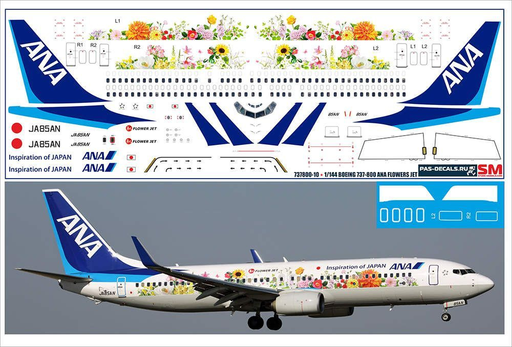 PAS-DECALS Декаль для Boeing 737-800 ANA Flower Jet, 1/144 - купить с ...